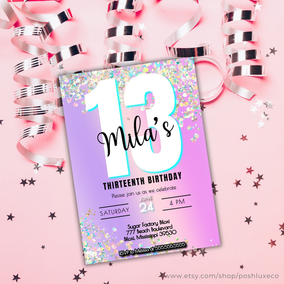 13th Birthday Invitation Editable Birthday Invite for 13 Year Old B-day ...