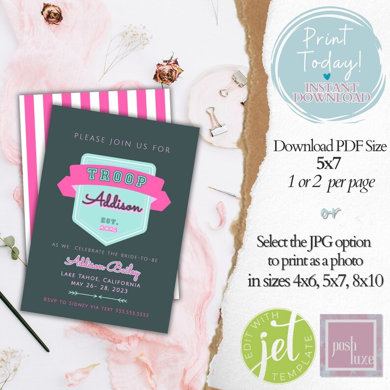 TROOP Bachelorette Invitation Camping Bach Glamping Invite Mountains ...