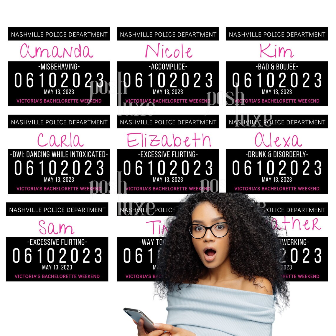 CRIME Signs Mugshot Card Editable Printable Inmate Photo Booth Prop for ...