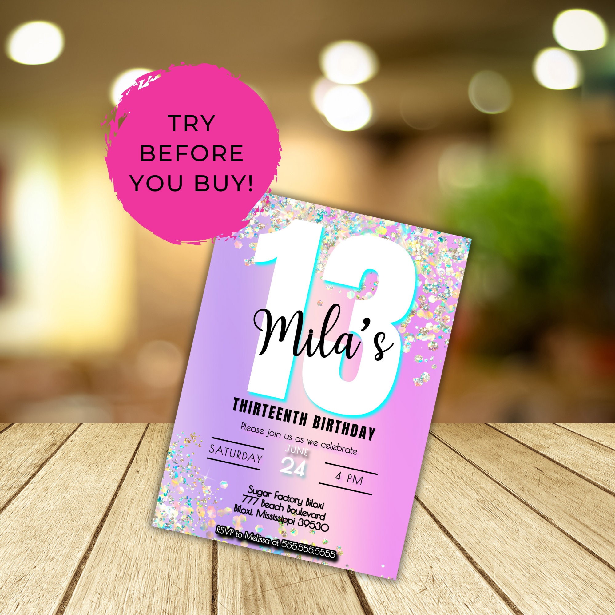 13th Birthday Invitation Editable Birthday Invite for 13 Year Old B-day ...