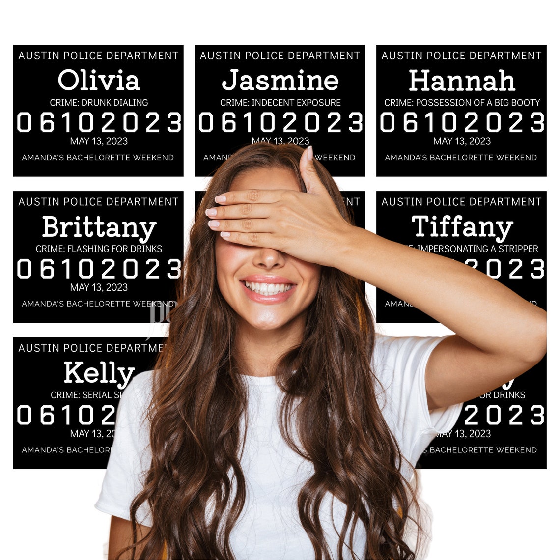 MUGSHOT Jail Signs Editable Printable Inmate Crime Card Photo Booth ...