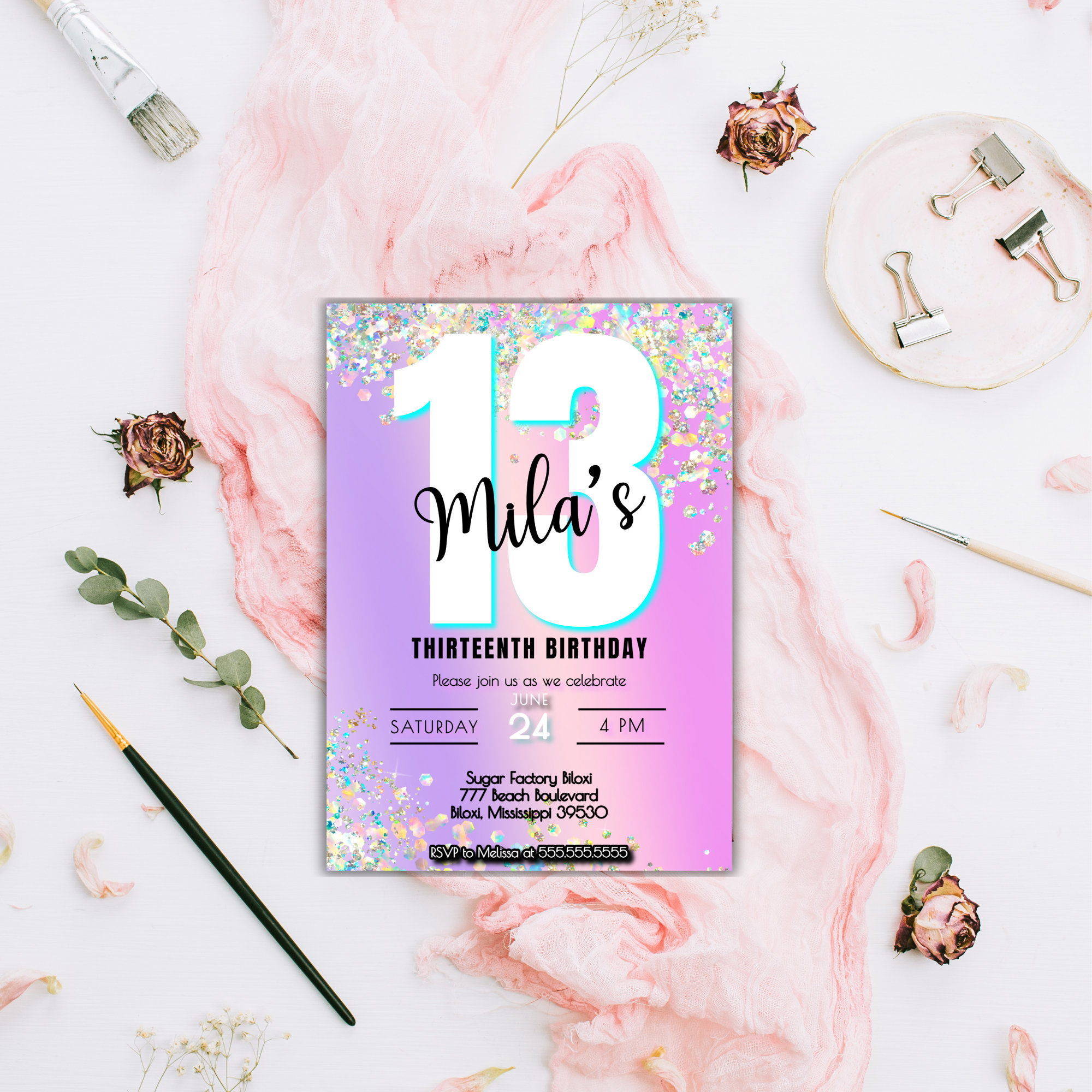 13th Birthday Invitation Editable Birthday Invite for 13 Year Old B-day ...