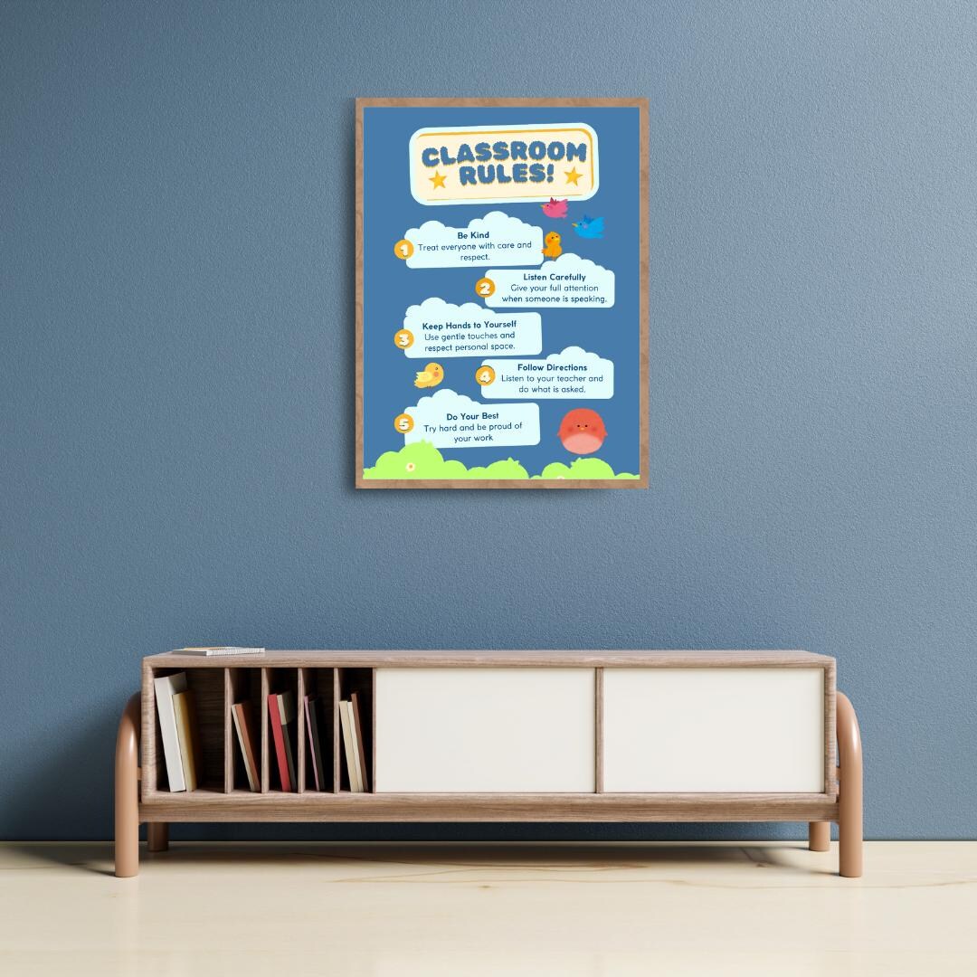 Cute Birds and Clouds Classroom Rules Poster – Printable PDF for ...