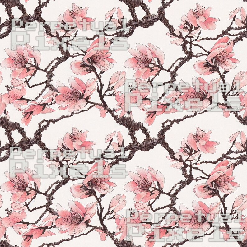 Seamless Japanese Cherry Sakura Blossom Patterns 16 PNG - Etsy