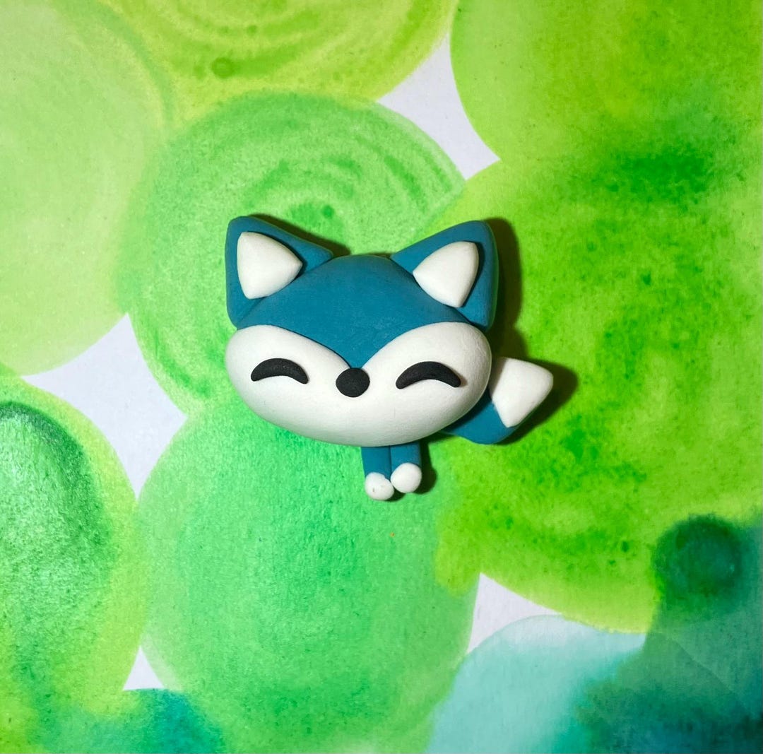 Teal Foxy. Handmade Air Dry Clay. Teal Fox, Small, Cute, Collectable - Etsy