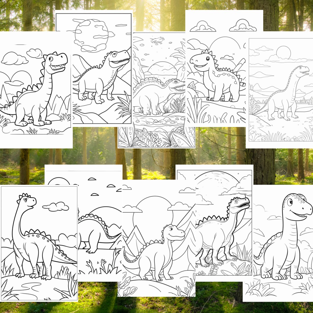 10 Dinosaur Coloring Pages Kids Coloring Pages Coloring - Etsy