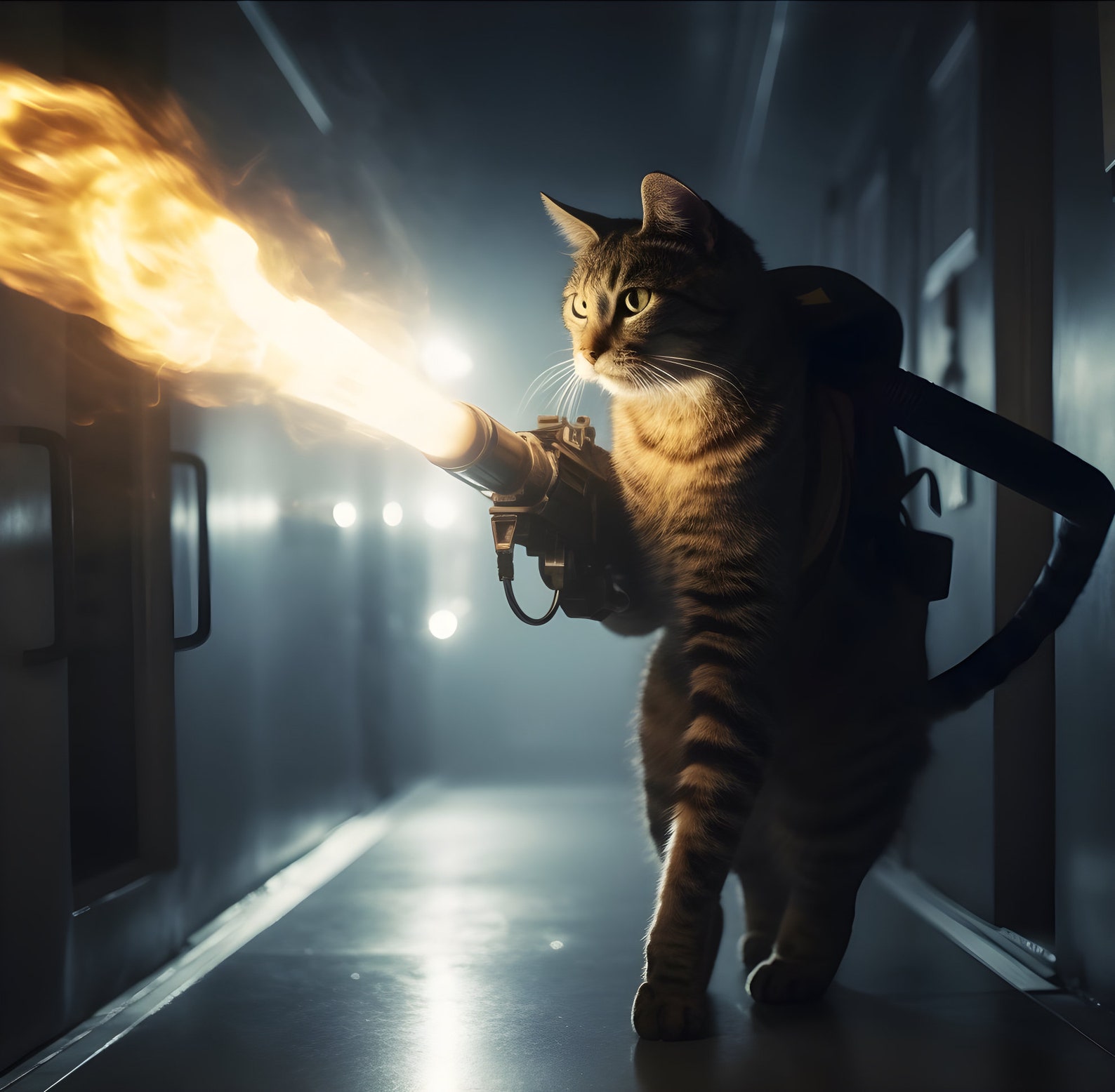 Feline Fearlessness Art: Intense Digital Print of Ellen Ripley-inspired ...