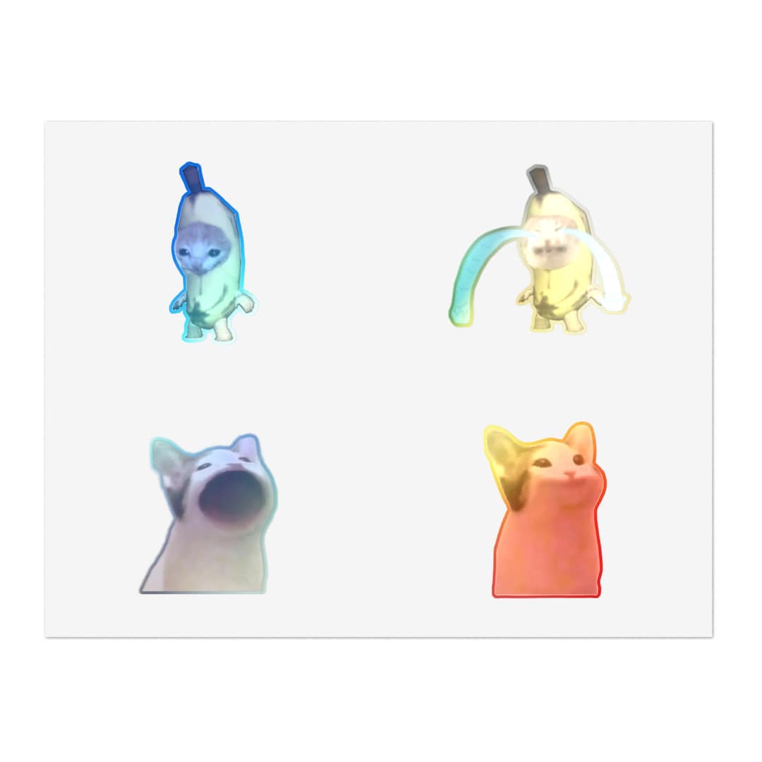 Tiktok Cat Meme Stickers - Banana Cat, Crying Banana Cat, Pop Cat ...