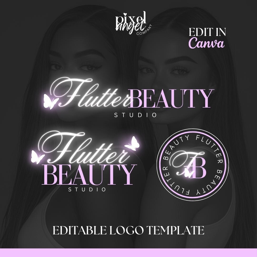Editable DIY Beauty Logo, MUA Logo, Canva Logo, Beauty Branding, Lash ...