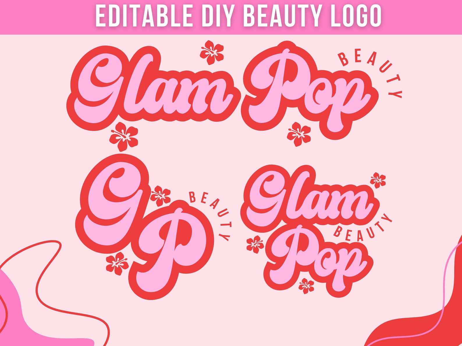 Retro DIY Pink Beauty Logo Template , Editable in Canva, Small Business ...