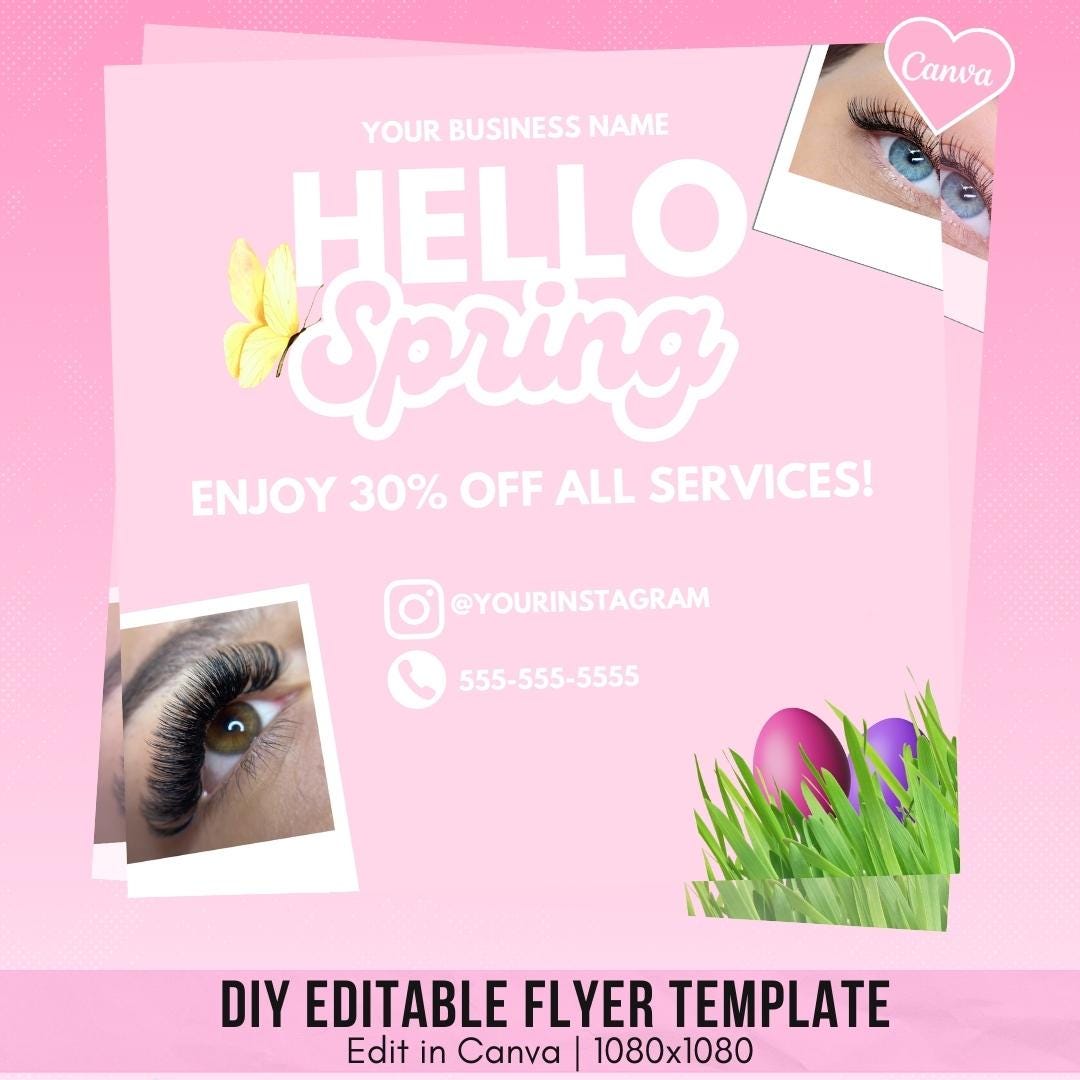 DIY Spring Specials Flyer, Lash Flyer, Edit in Canva, Lash Tech ...