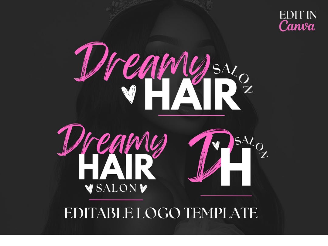 DIY Pink & White Logo, Canva Logo, Beauty Logo, Hair Salon, Nail Tech ...