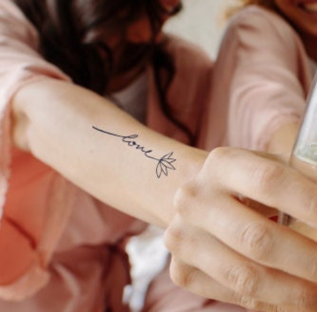 Lotus Tattoo Love Tattoo Semi Permanent Temporary Tattoo Love Cursive ...