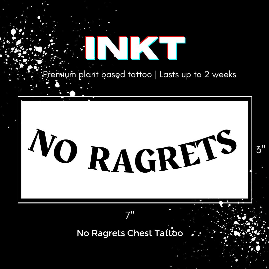No Ragrets Tattoo | 2 Week Temporary Tattoo | Parody Tattoo | Funny ...