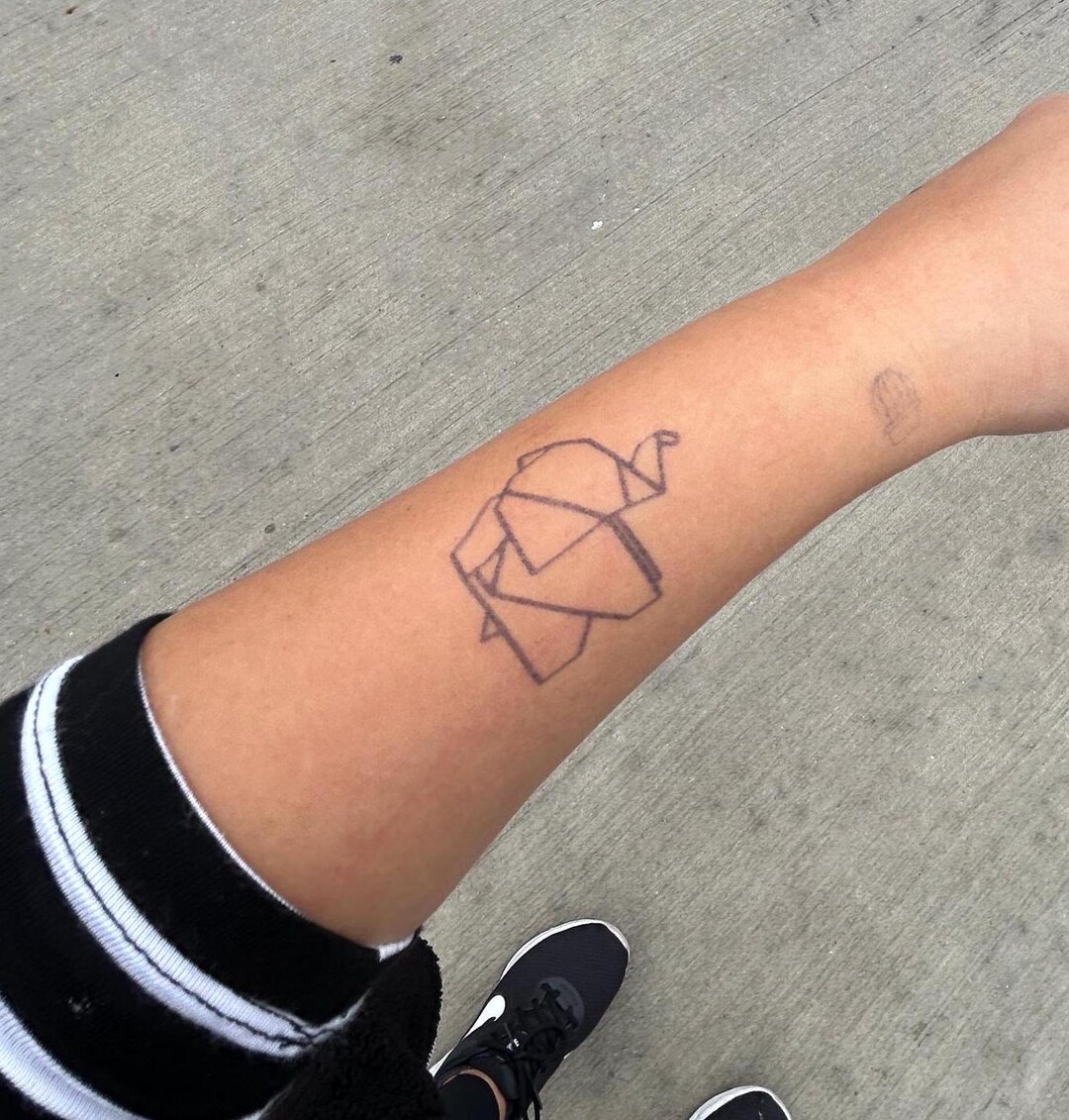 Elephant Tattoo | 2 Week Temporary Tattoo | Geometric Tattoo ...