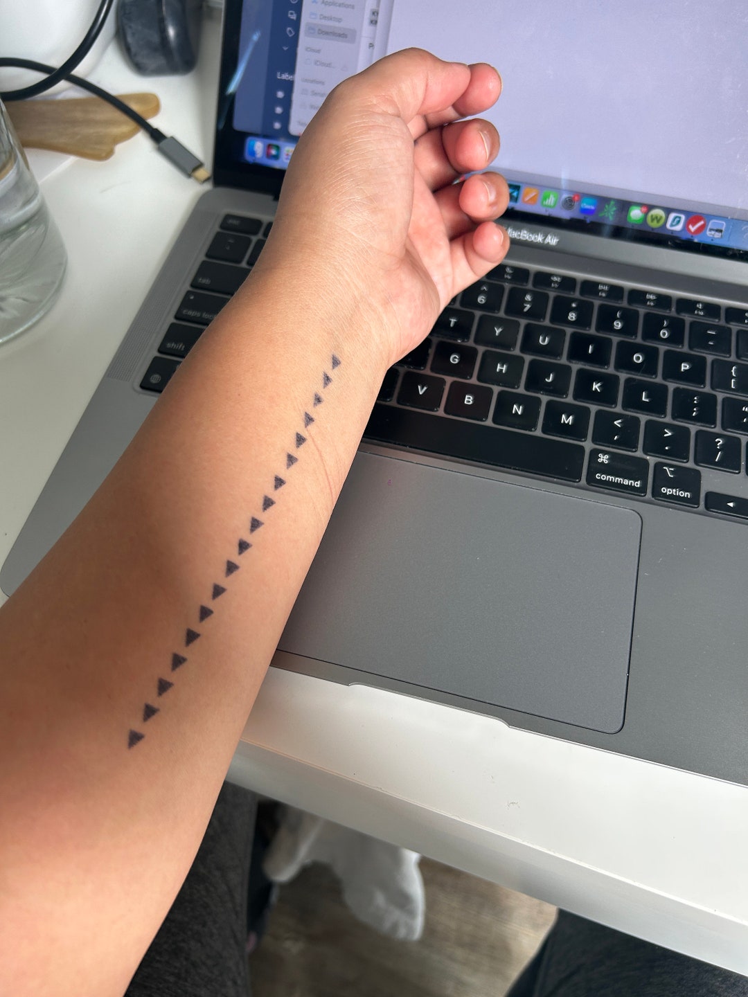 Miniature Triangles Tattoo | 2 Week Semi Permanent Vegan Temporary Tattoo | Geometric Tattoo ...
