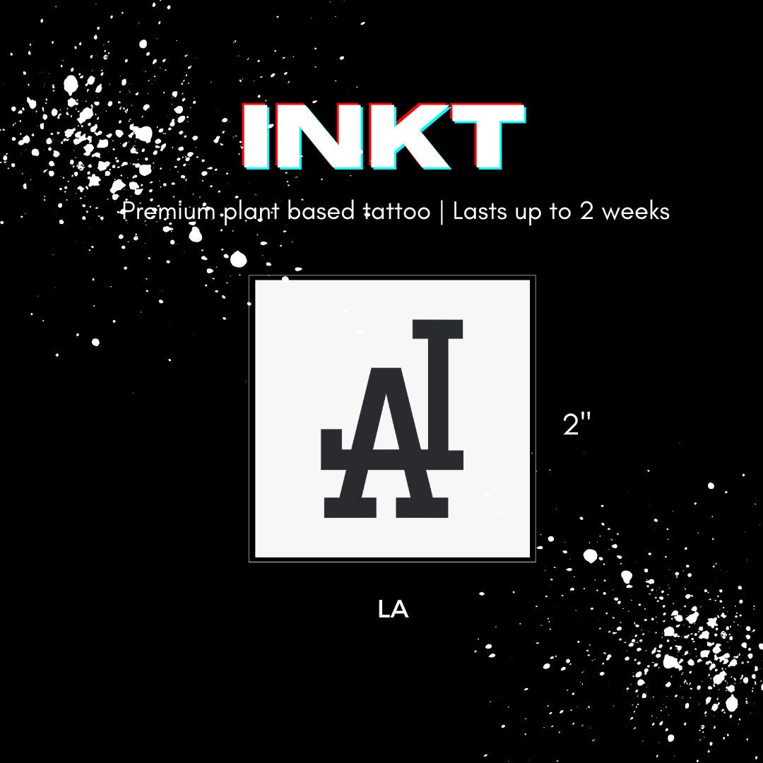 LA Tattoo 2 Week Temporary Tattoo Dodgers Tattoo Los Angeles Tattoo ...