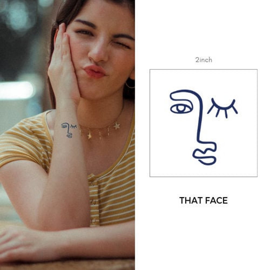 SLD Face Tattoo One Single Line Face Tattoo Abtract Face Tattoo Semi ...