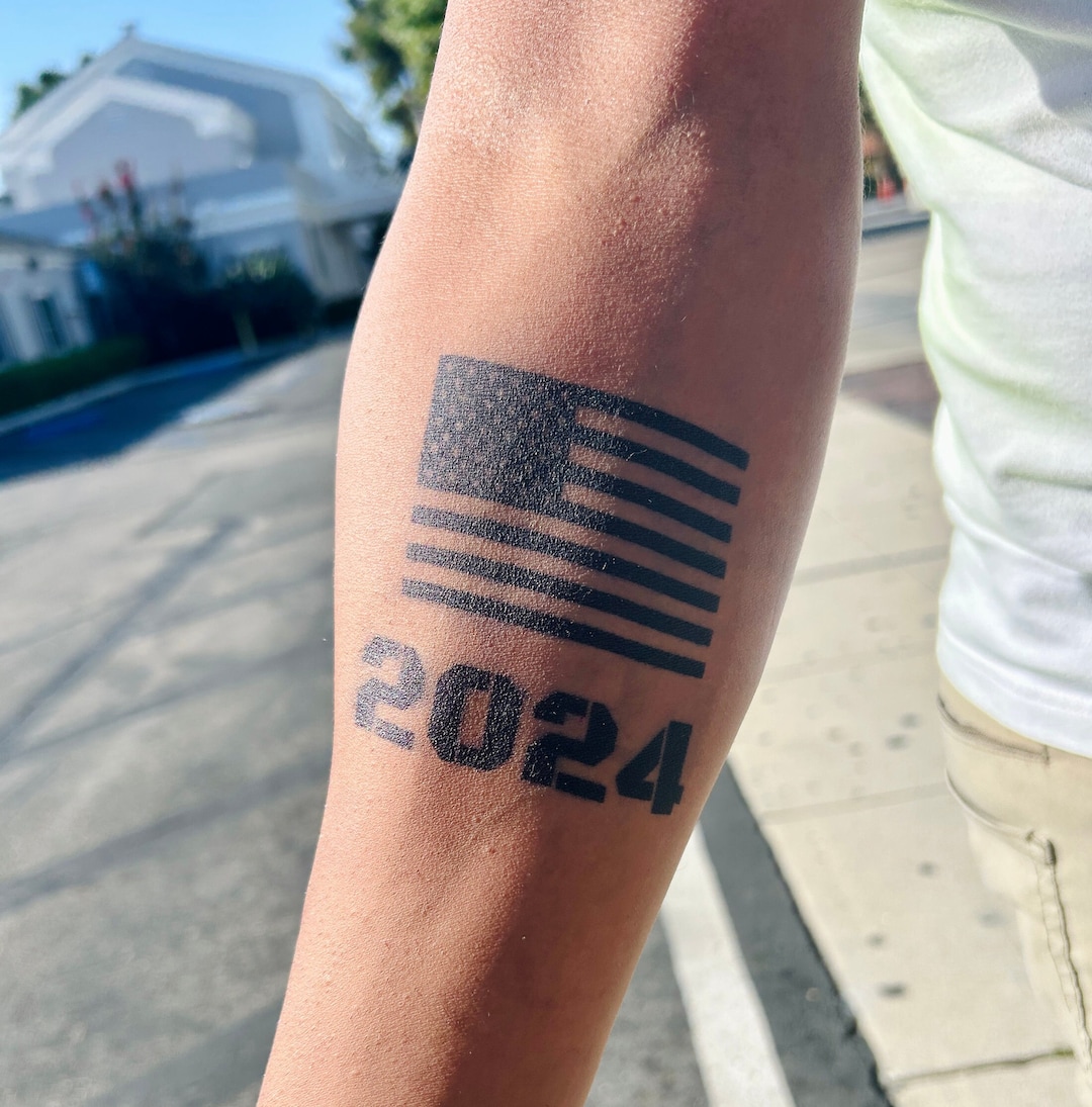 American Flag Tattoo | Premium Semi-permanent 2 Week Tattoo | Patriotic ...