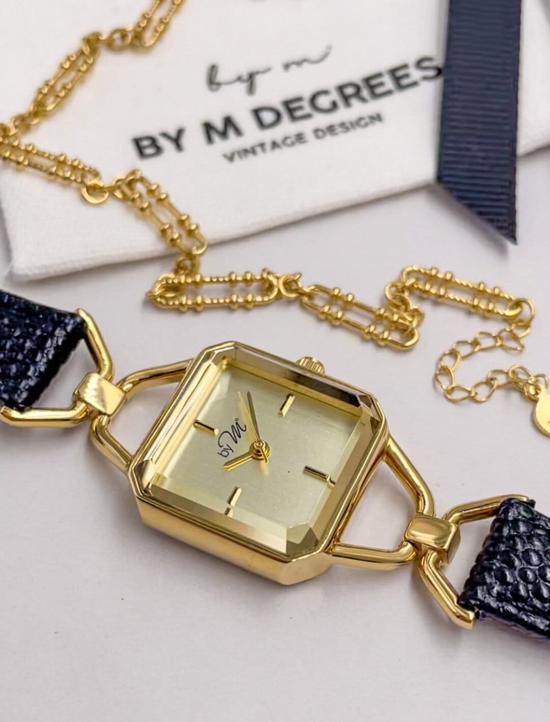 Vintage Square Analog Watch Petite Leather Wrist, Feminine Jewelry ...