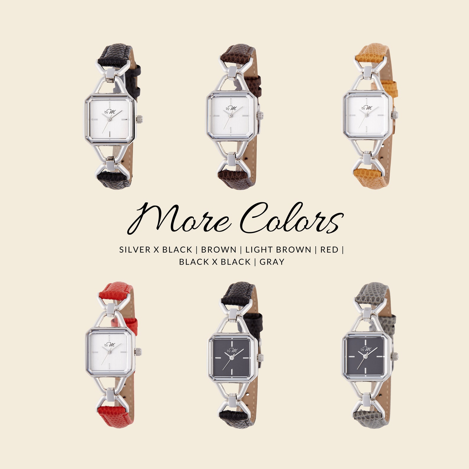 Women's Square Watches Black Leather Strap, Gold or Silver Face, Classic Style, BY M DEGREES - Etsy