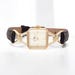 Vintage Style Women's Square Watch, Black Leather Strap, Gold or Silver ...