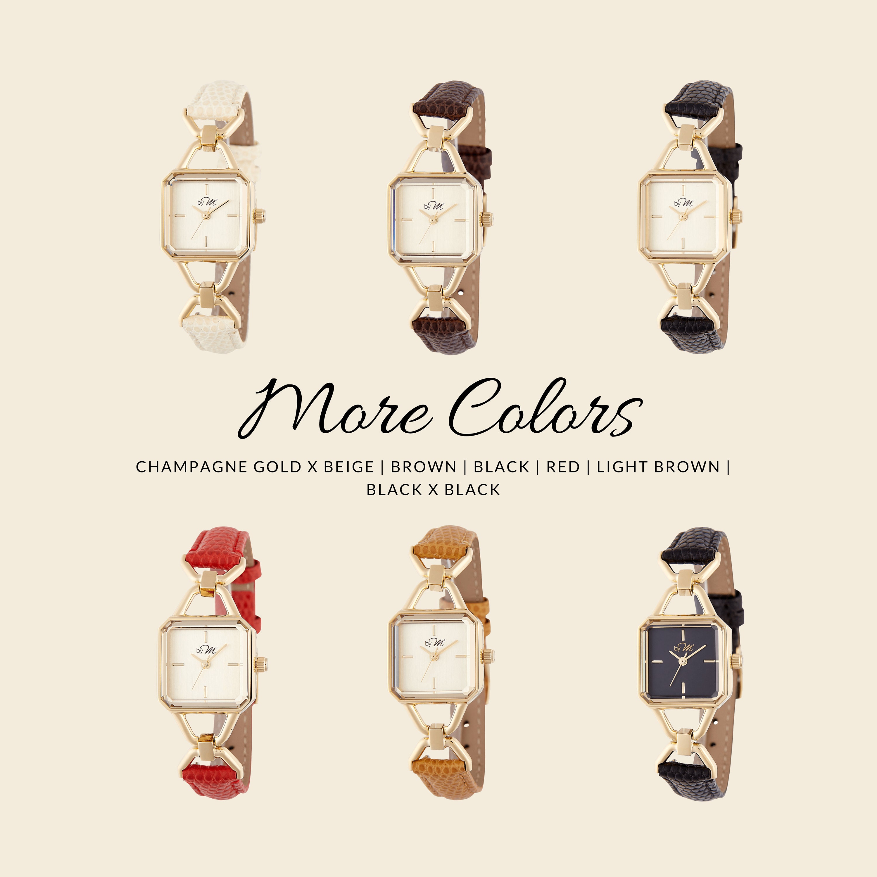 Women's Square Watches - Black Leather Strap, Gold or Silver Face ...