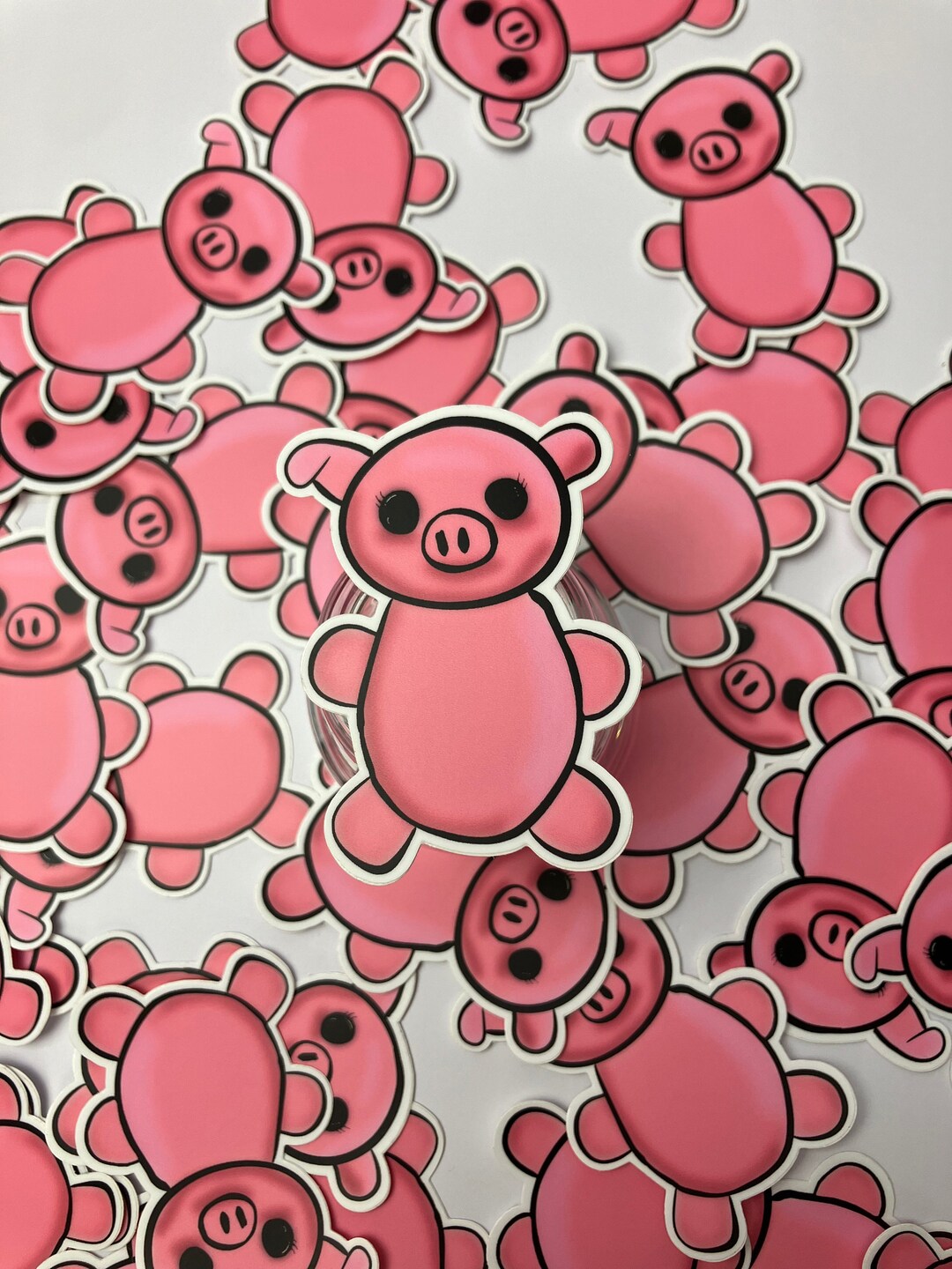Kawaii Pig Sticker: Pink Vinyl Decal for Laptop, Water Bottle - Etsy