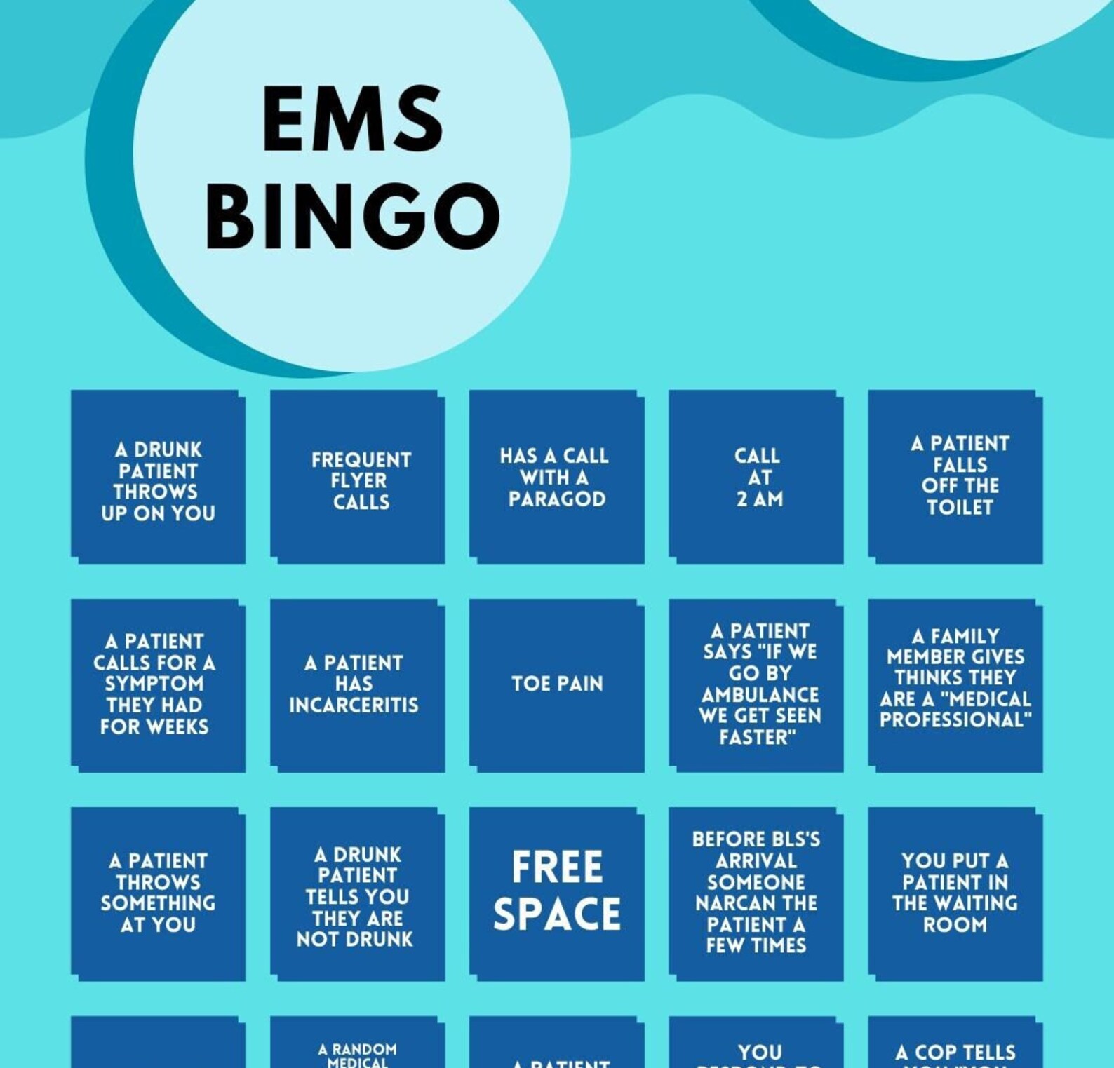 EMS Bingo, EMT, Wacker, Fun Games, Bingo, Printable - Etsy