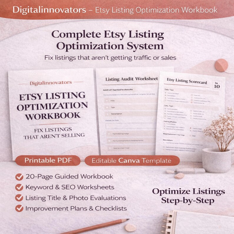 Etsy Listing Optimization Workbook | Etsy SEO Workbook | Improve Etsy ...