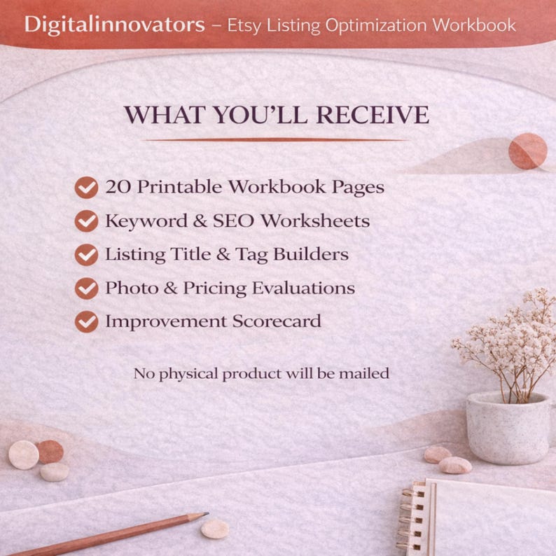 Etsy Listing Optimization Workbook | Etsy SEO Workbook | Improve Etsy ...