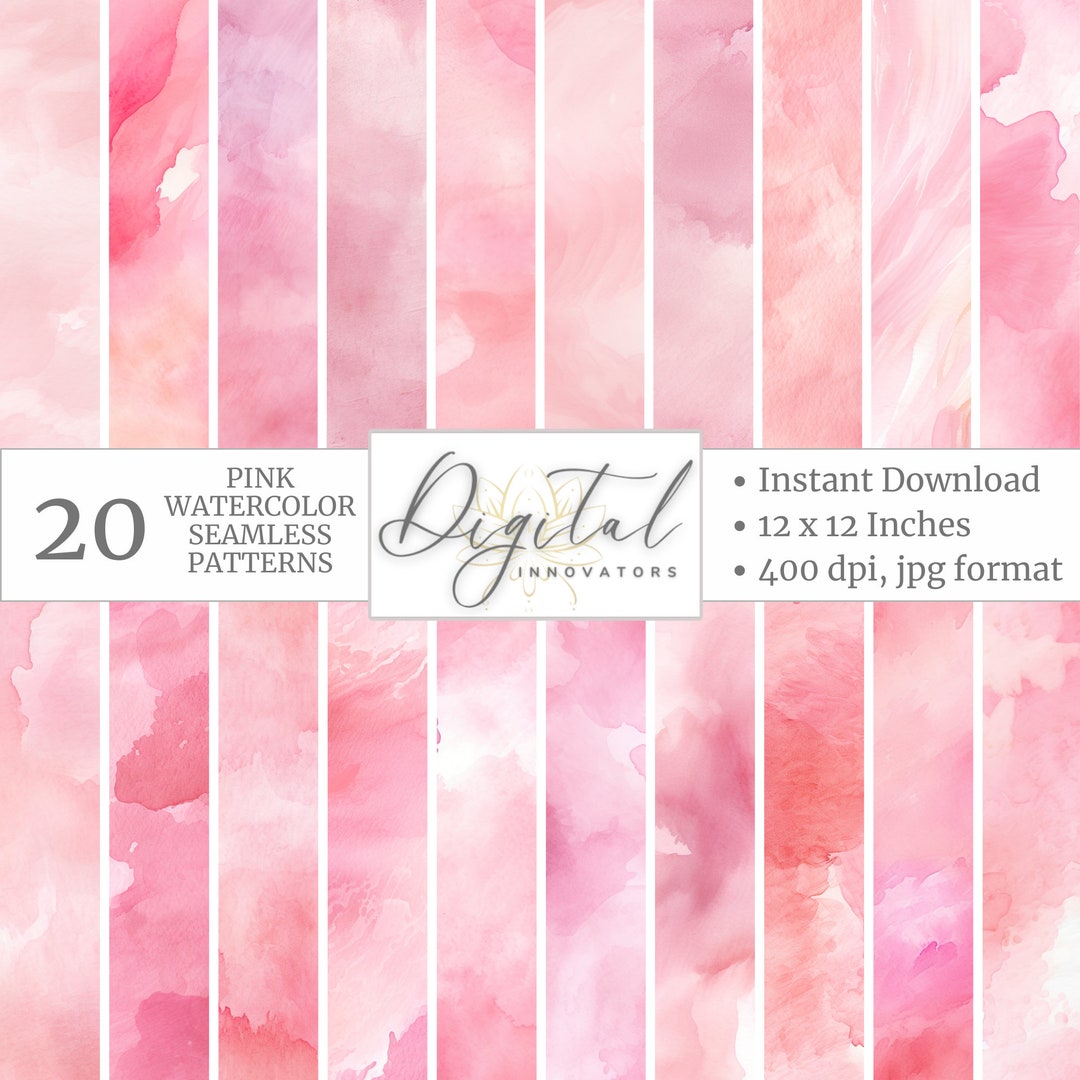 Blush Pink Watercolor Seamless Digital Paper Pack Printable Scrapbook ...