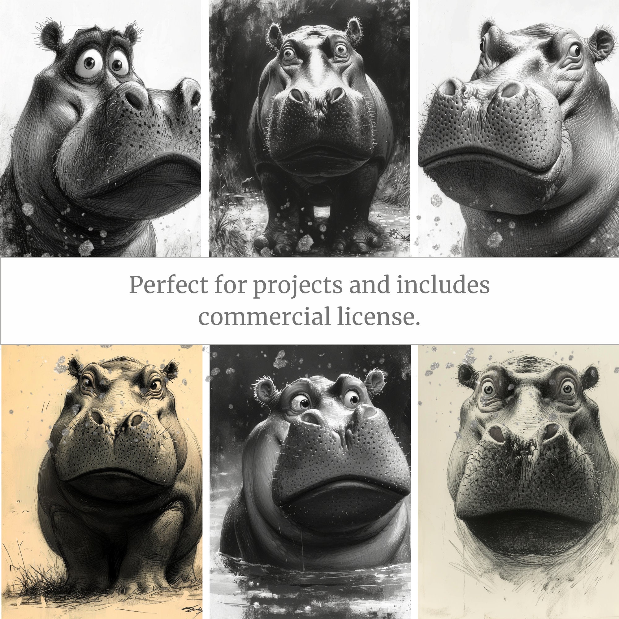 Hilarious Hippo Designs Hippopotamus Wall Art 43 High Quality PNG ...