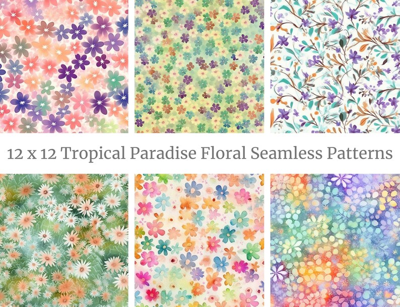 Small Flower Patterns Digital Printable Scrapbook 20 Seamless Patterns ...