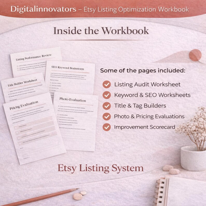 Etsy Listing Optimization Workbook | Etsy SEO Workbook | Improve Etsy ...