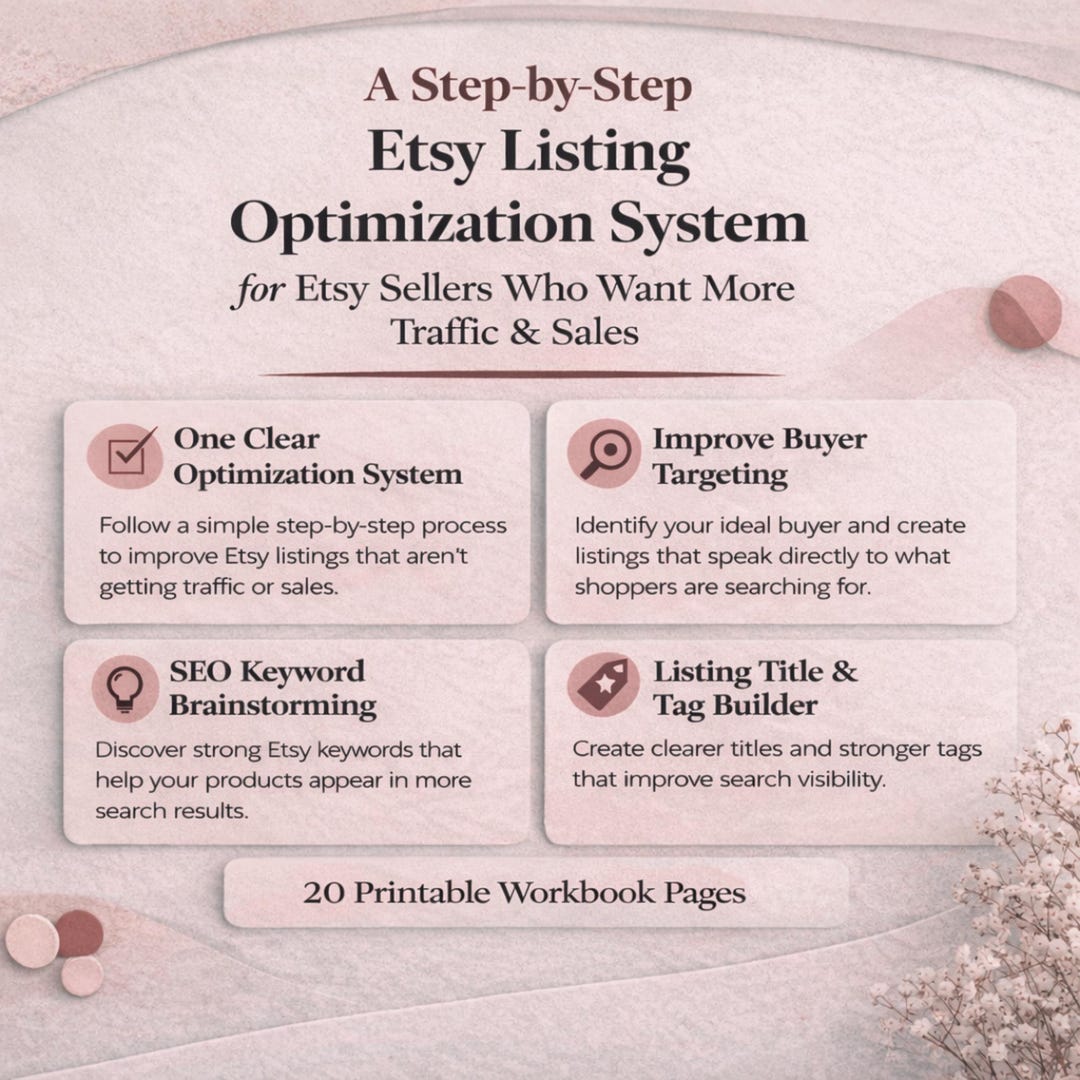 Etsy Listing Optimization Workbook | Etsy SEO Workbook | Improve Etsy ...