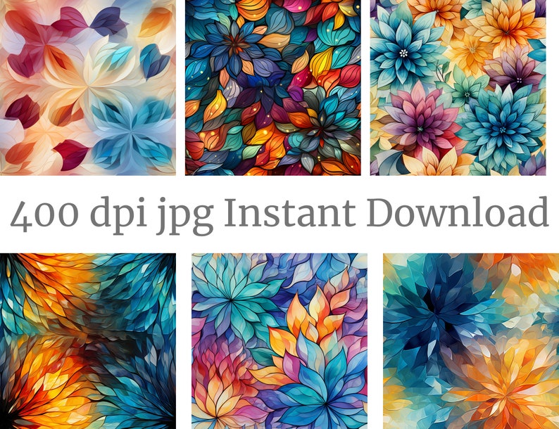 Kaleidoscope of Colors Seamless Patterns Digital Printable Scrapbook 20 ...