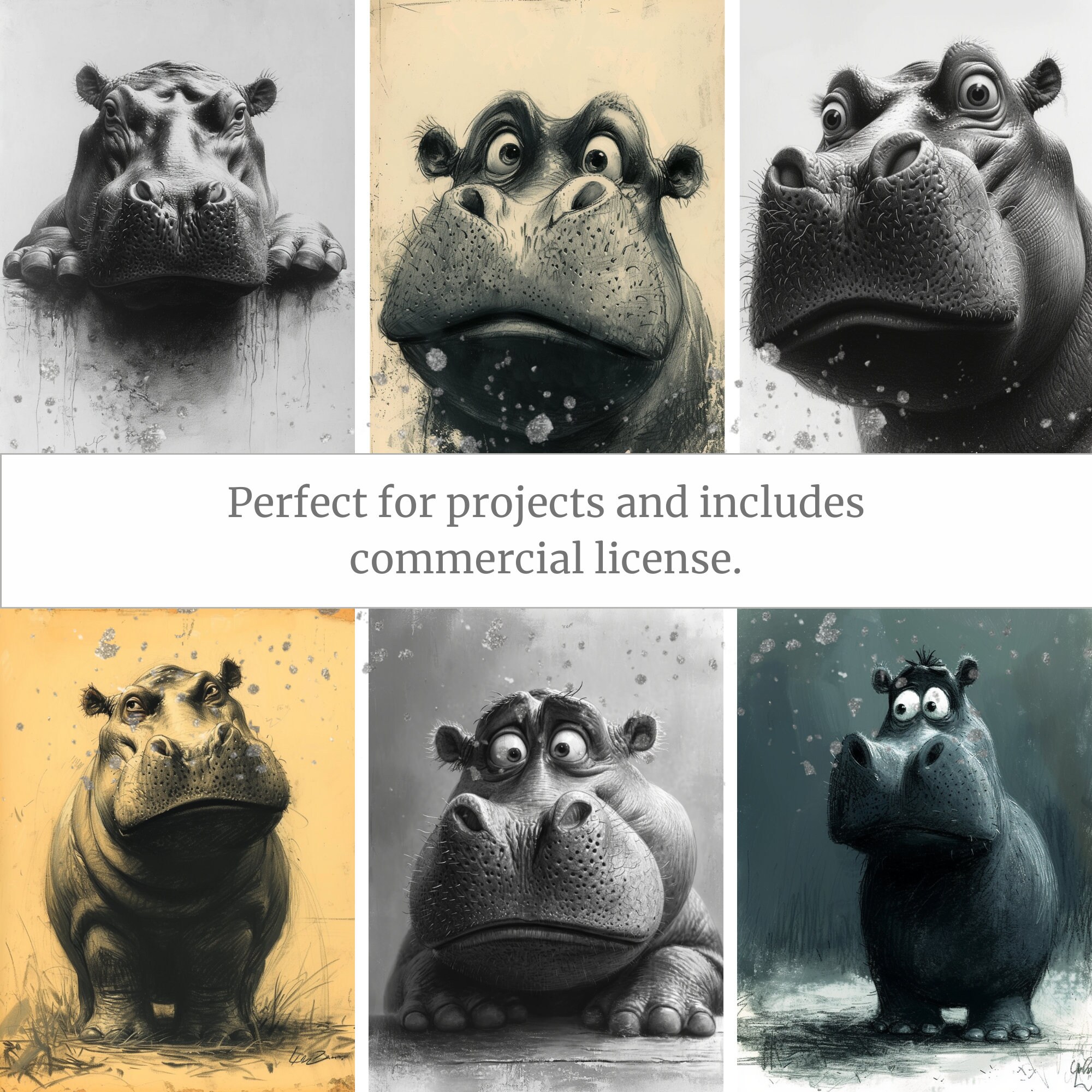 Hilarious Hippo Designs Hippopotamus Wall Art 43 High Quality PNG ...