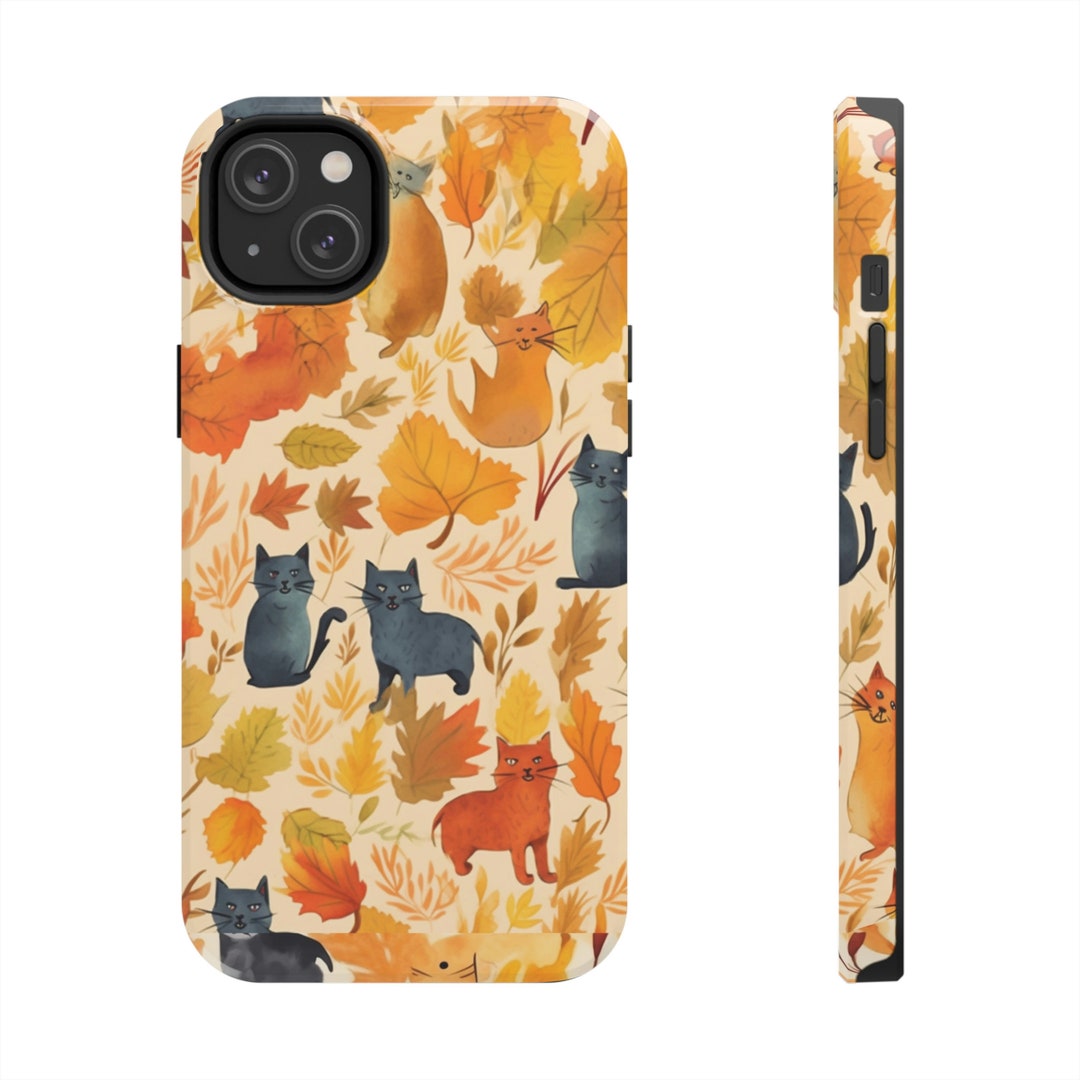 Feline Fall-tastic: Cat Themed Phone Case With Fall Foliage, Case-mate ...