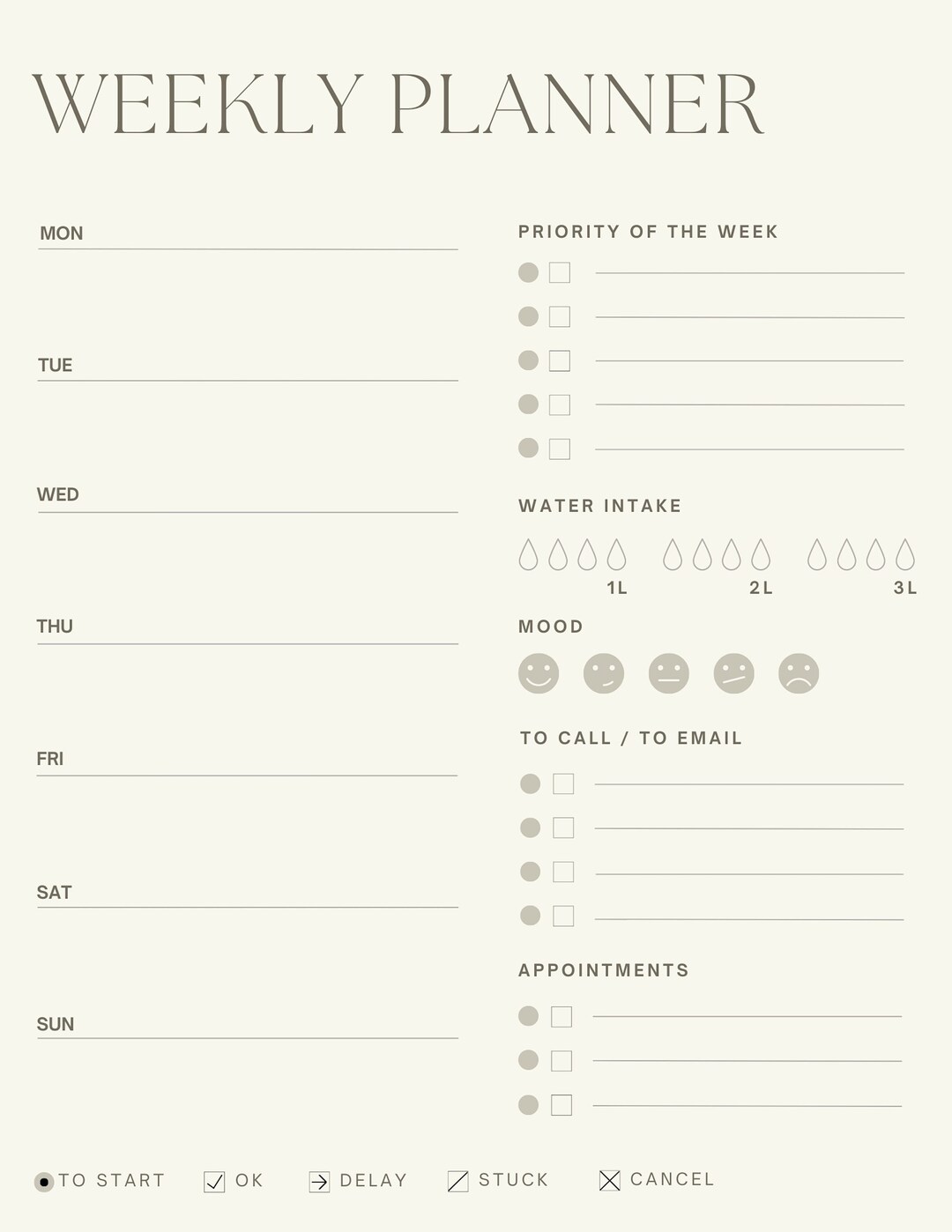 Beige and Brown Weekly Planner - Etsy