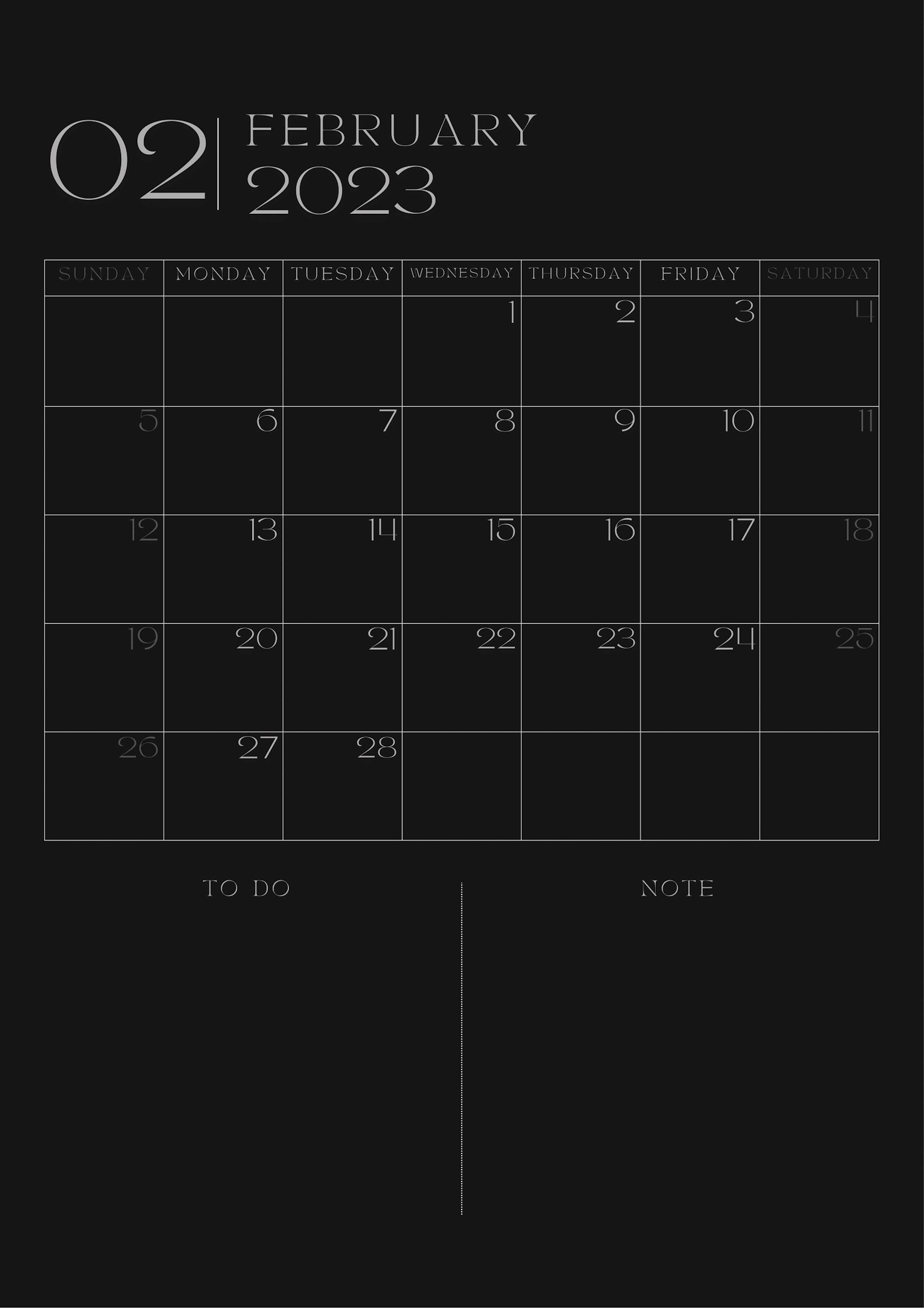 Black Sleek Calendar - Etsy