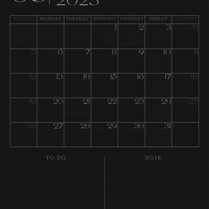 Black Sleek Calendar - Etsy