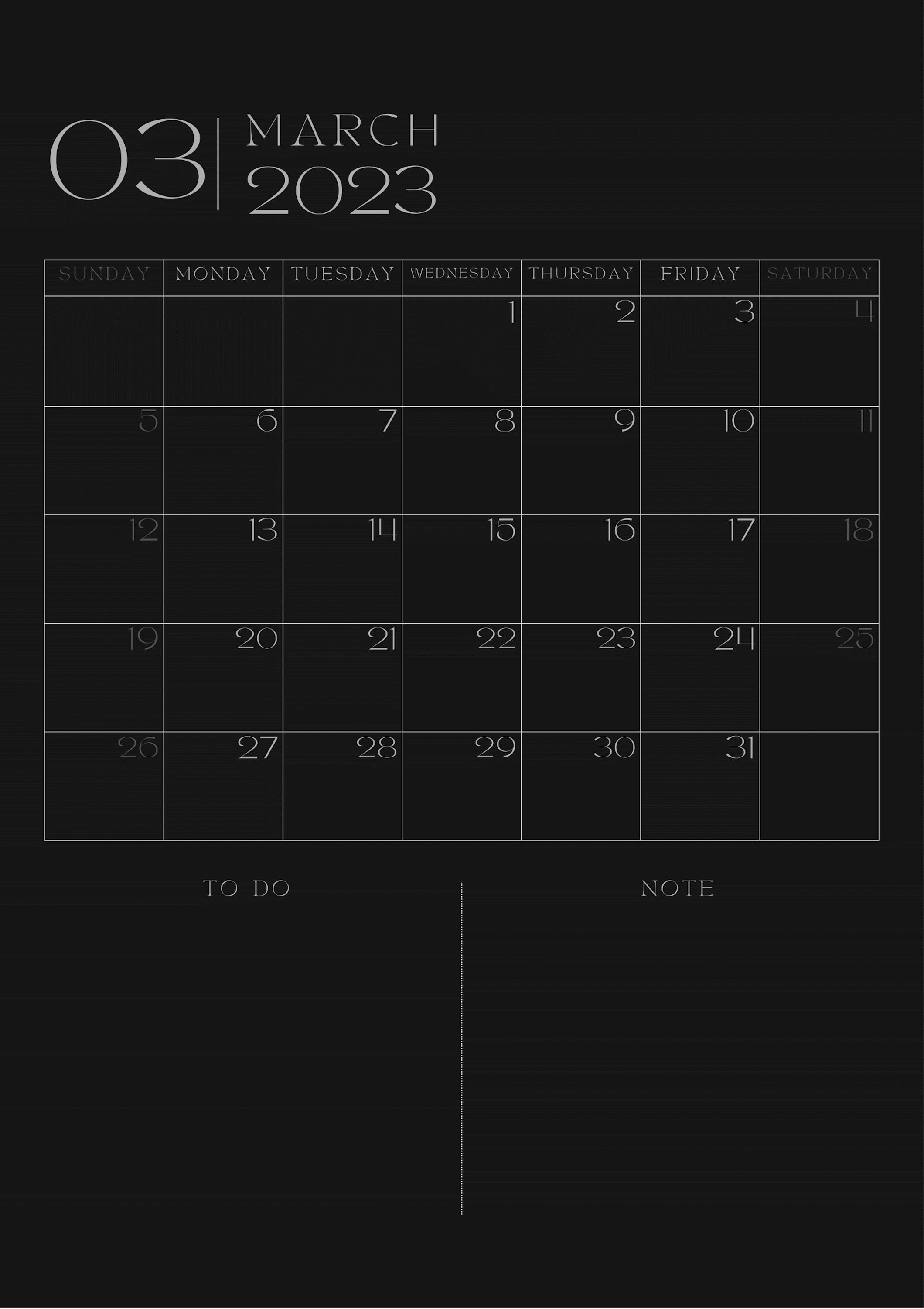 Black Sleek Calendar - Etsy