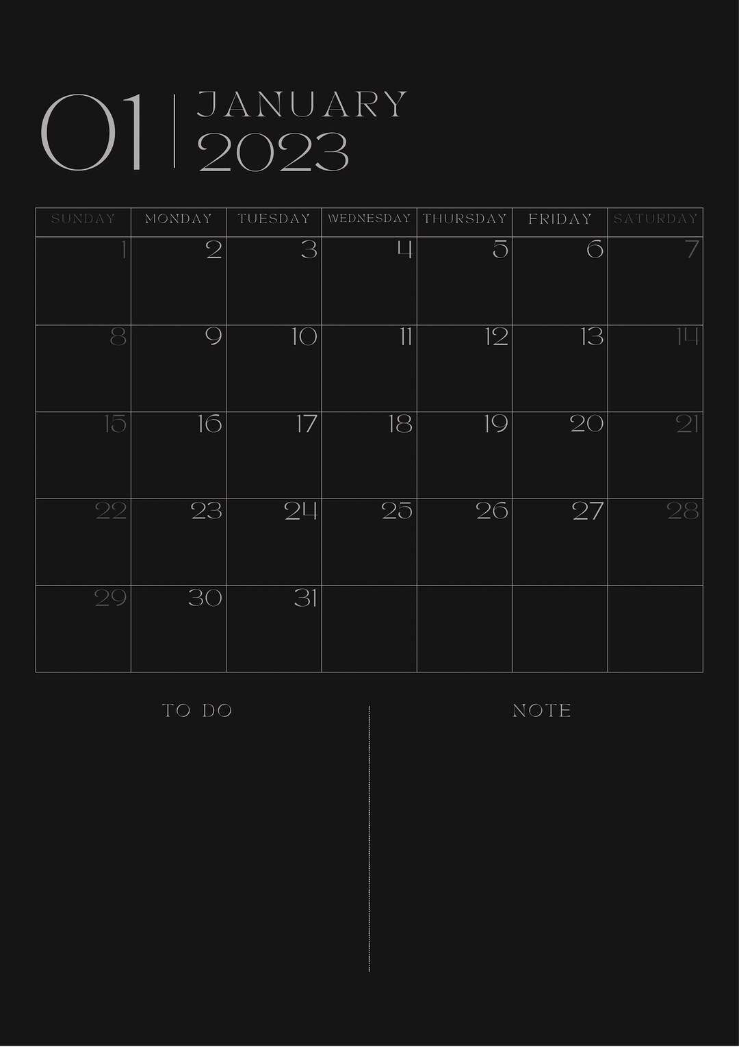 Black Sleek Calendar - Etsy