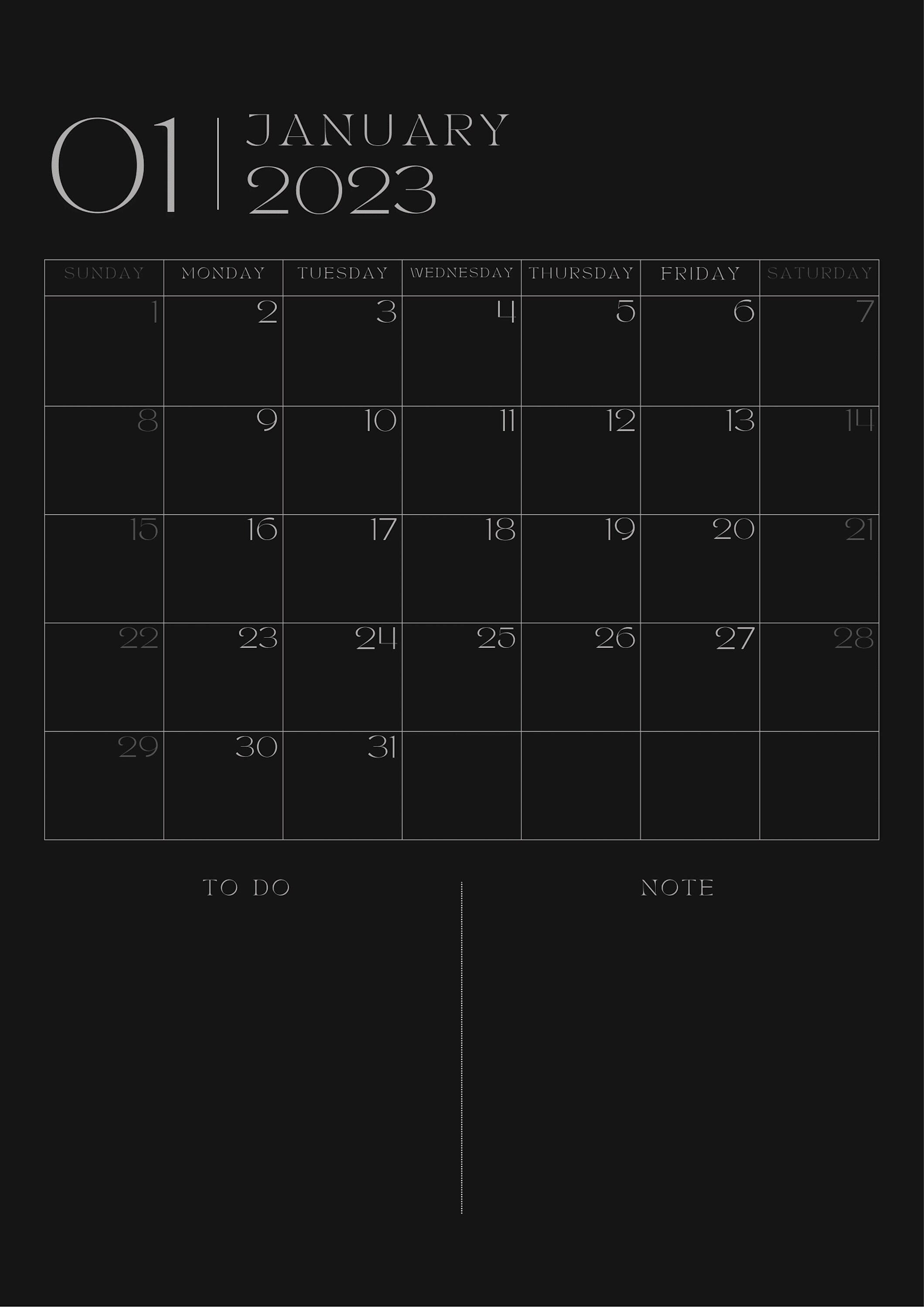 Black Sleek Calendar - Etsy
