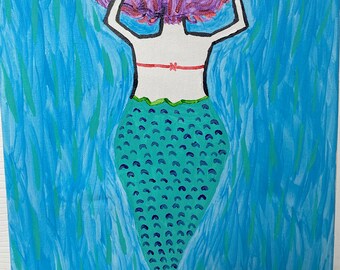 Mermaid Laying Down in Ivorys and Blues - Etsy