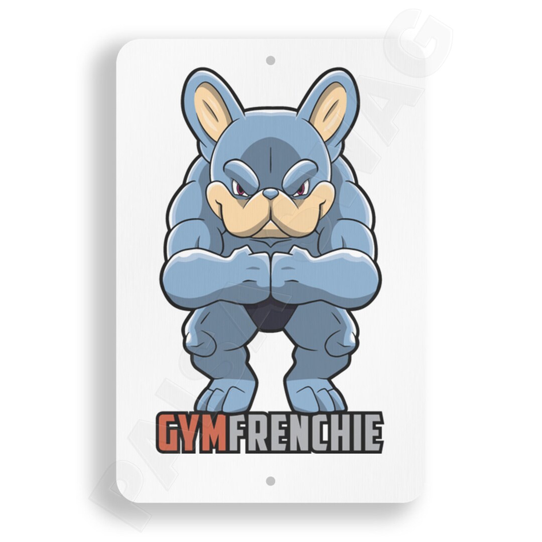 Frenchie Gym Workout Fitness | Funny French Bulldog | Aluminum Parking ...