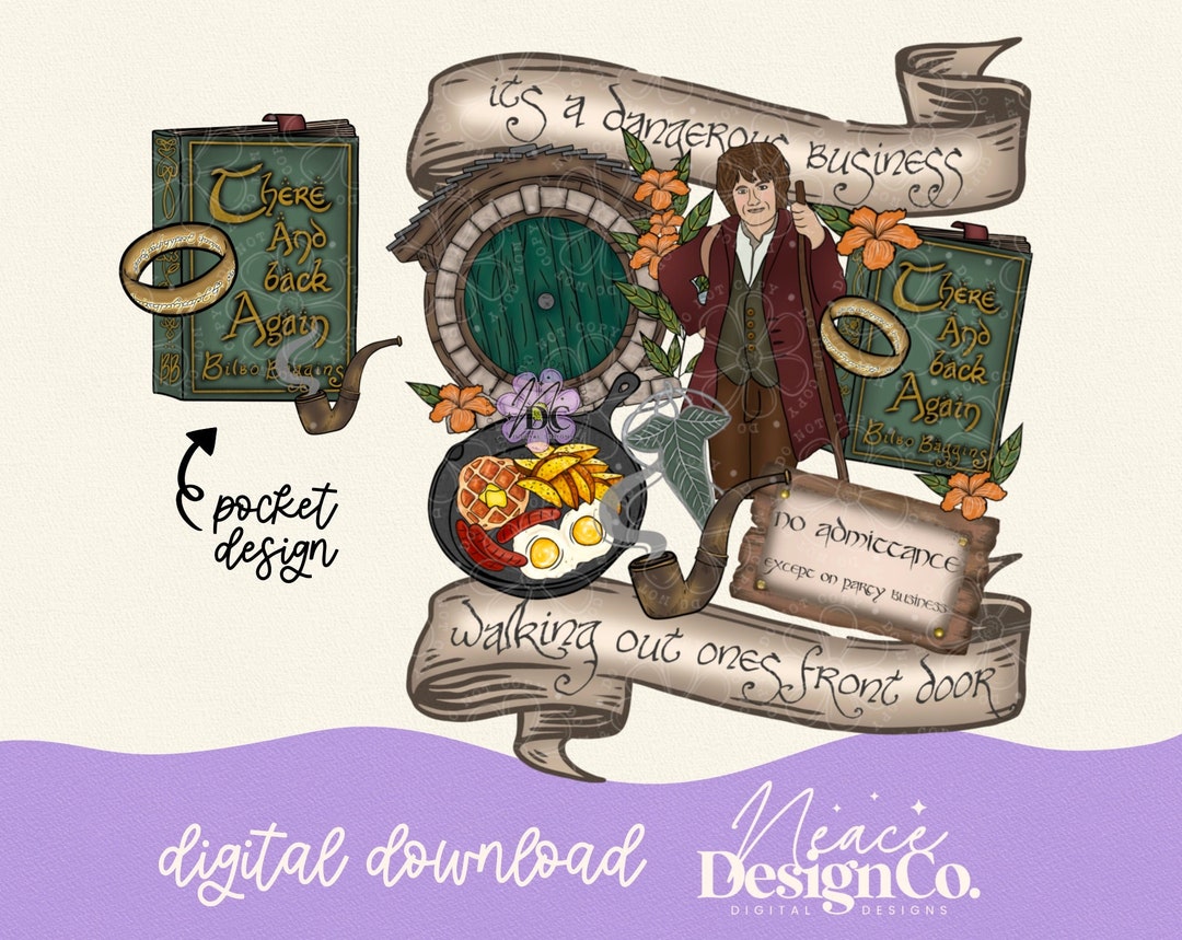 The Hobbit W/pocket Digital PNG, LOTR Digital Design, LOTR Book Club - Etsy