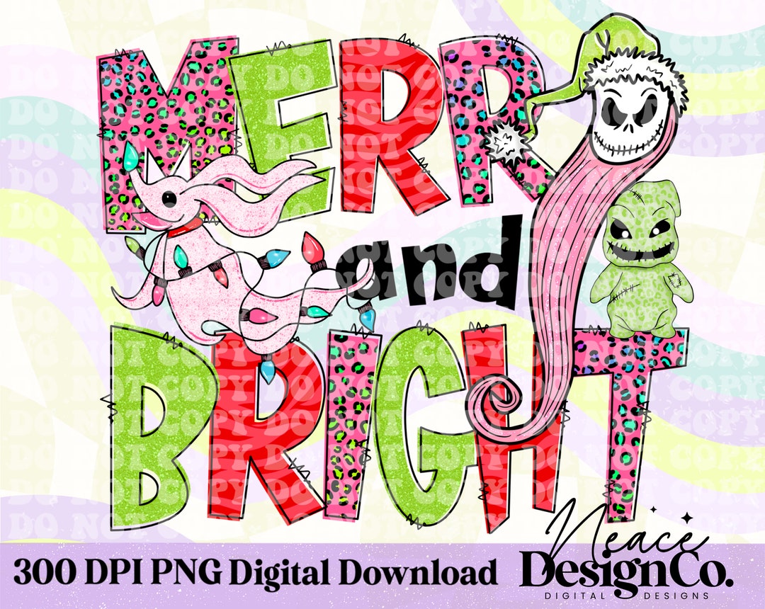 NDC Merry and Bright Digital PNG, Lisa Frank Inspired Christmas ...