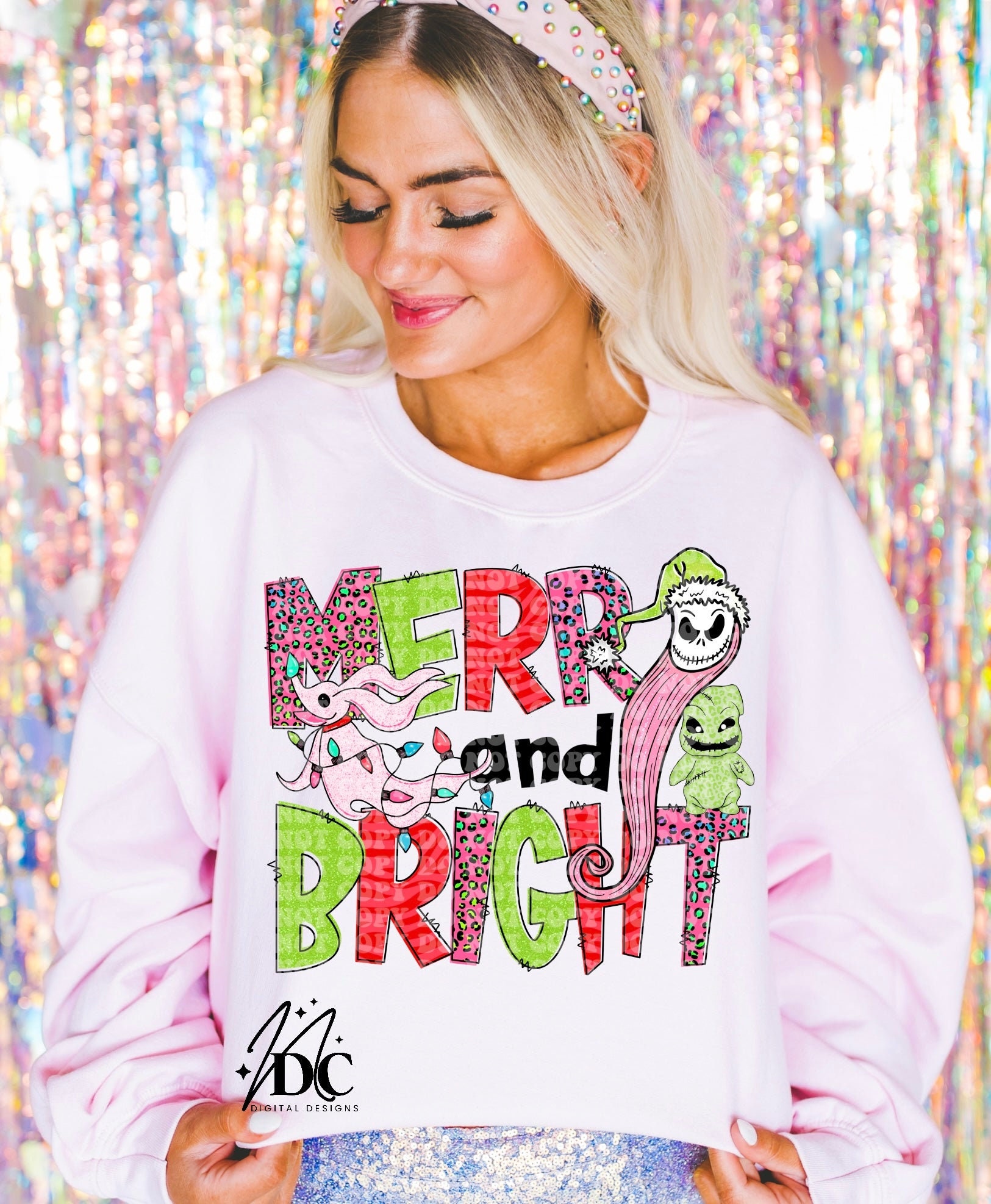 NDC Merry and Bright Digital PNG, Lisa Frank Inspired Christmas ...